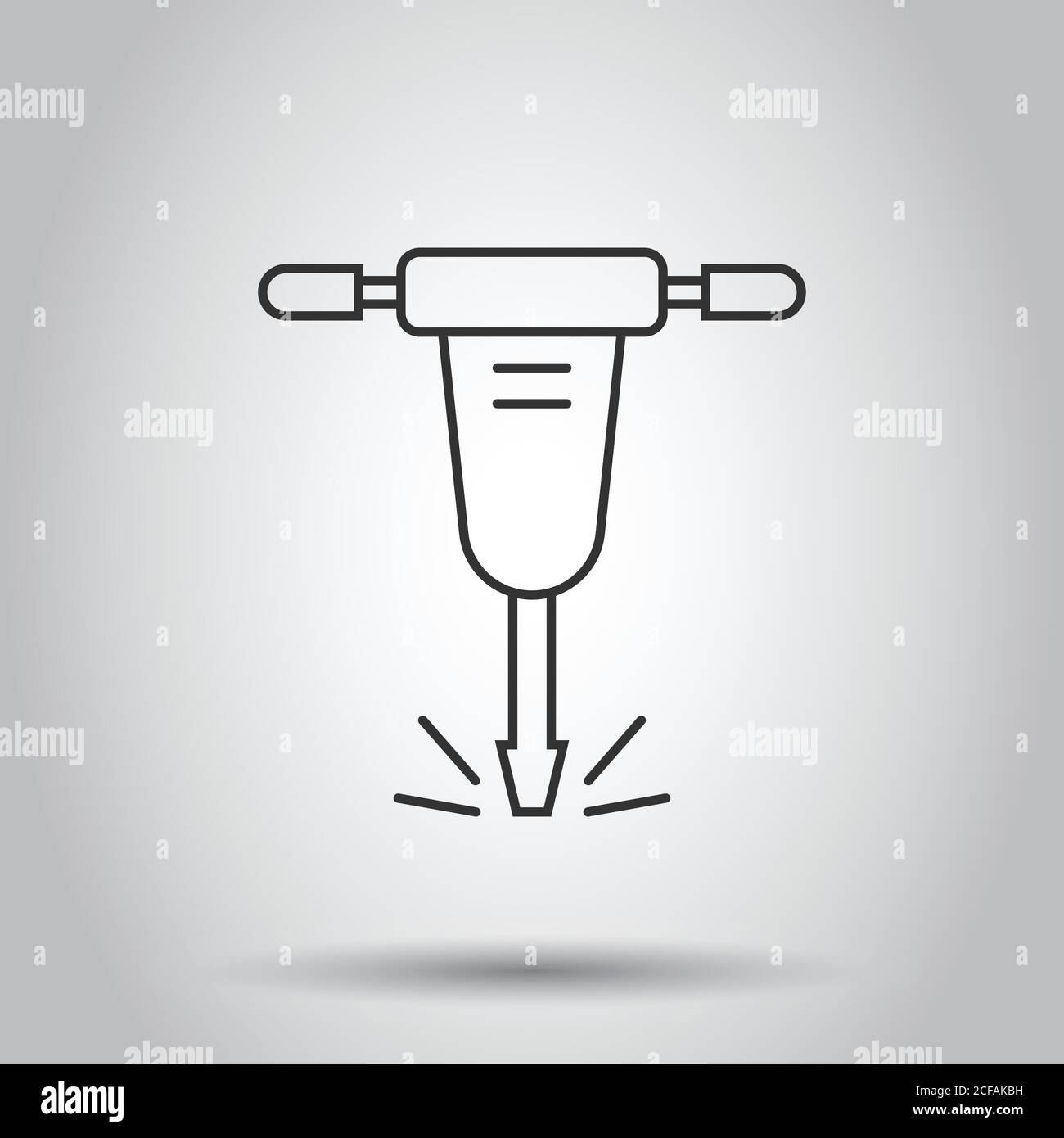 Jackhammer icon in flat style. Demolish vector illustration on white ...