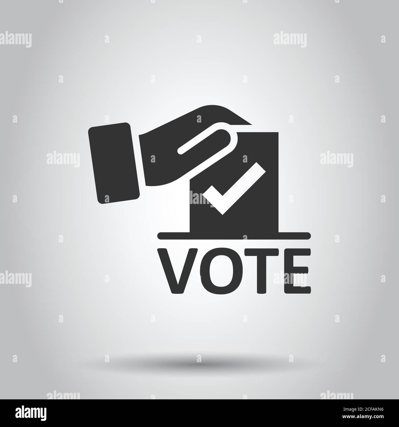 Vote icon in flat style. Ballot box vector illustration on white isolated background. Election ...