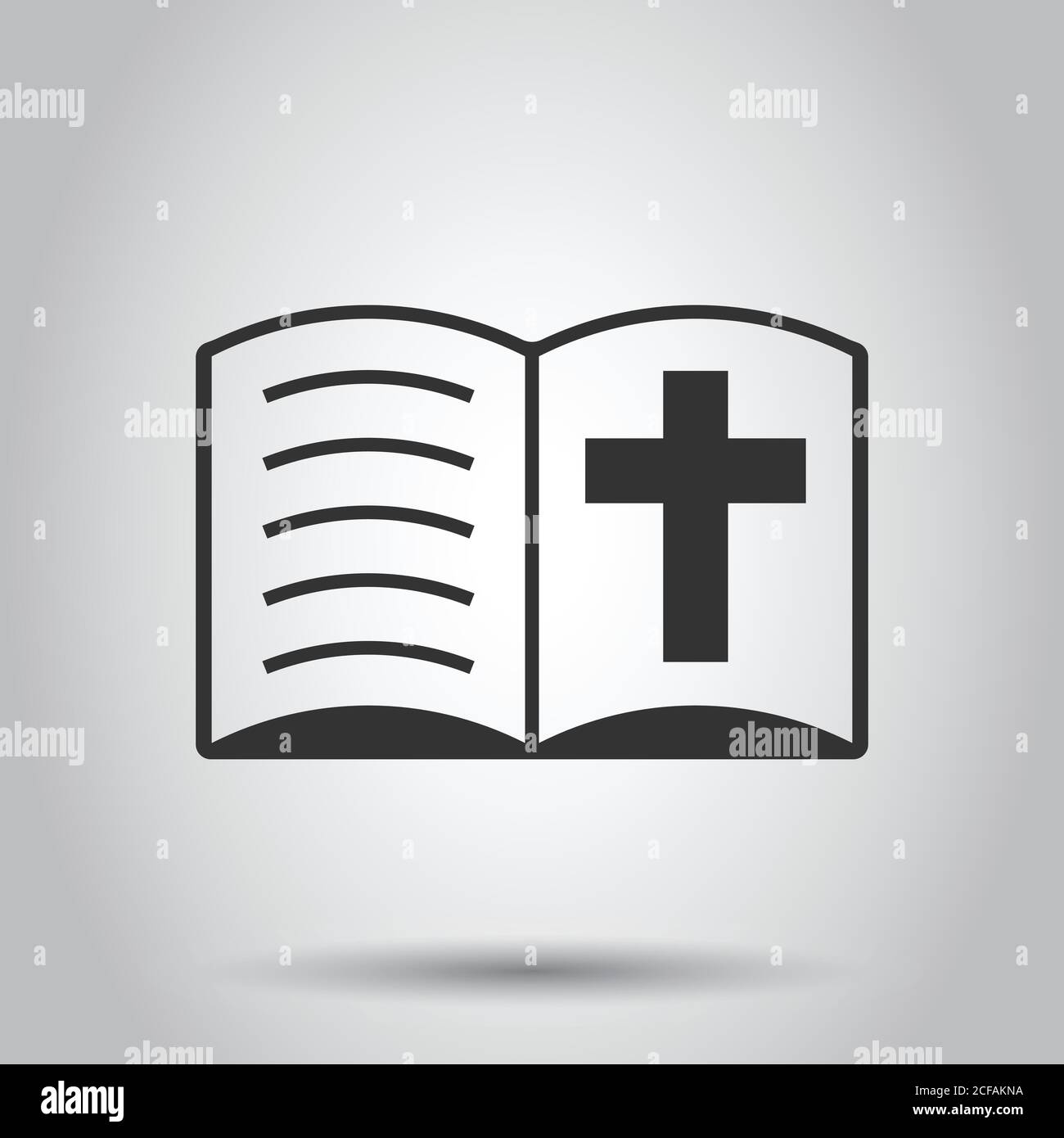 Bible book icon in flat style. Church faith vector illustration on ...