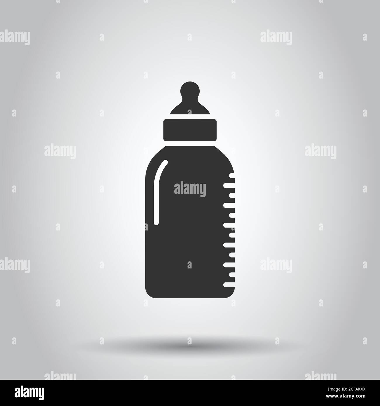 Baby bottle icon in flat style. Milk container vector illustration on ...