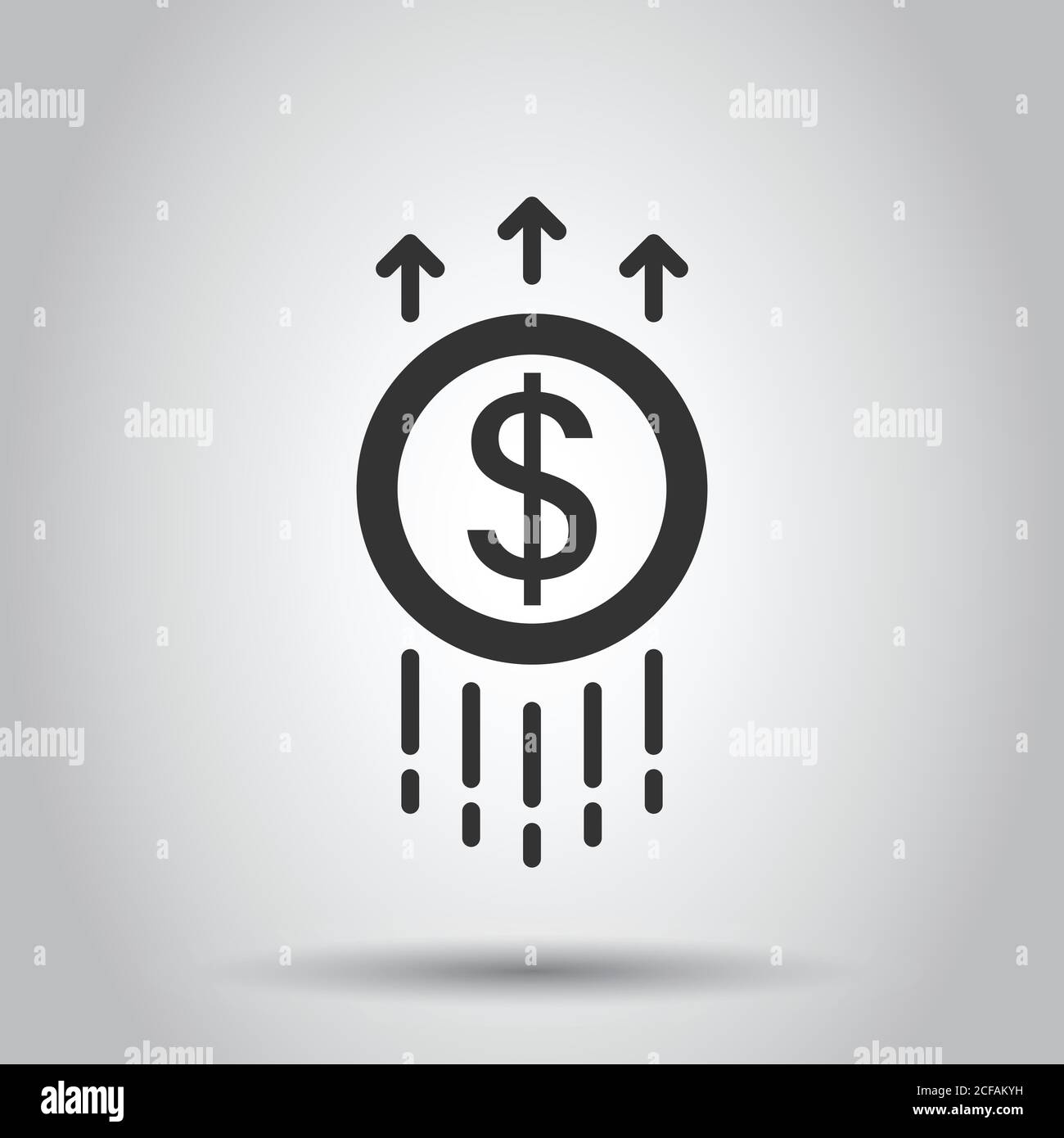 Growth arrow icon in flat style. Revenue vector illustration on white ...