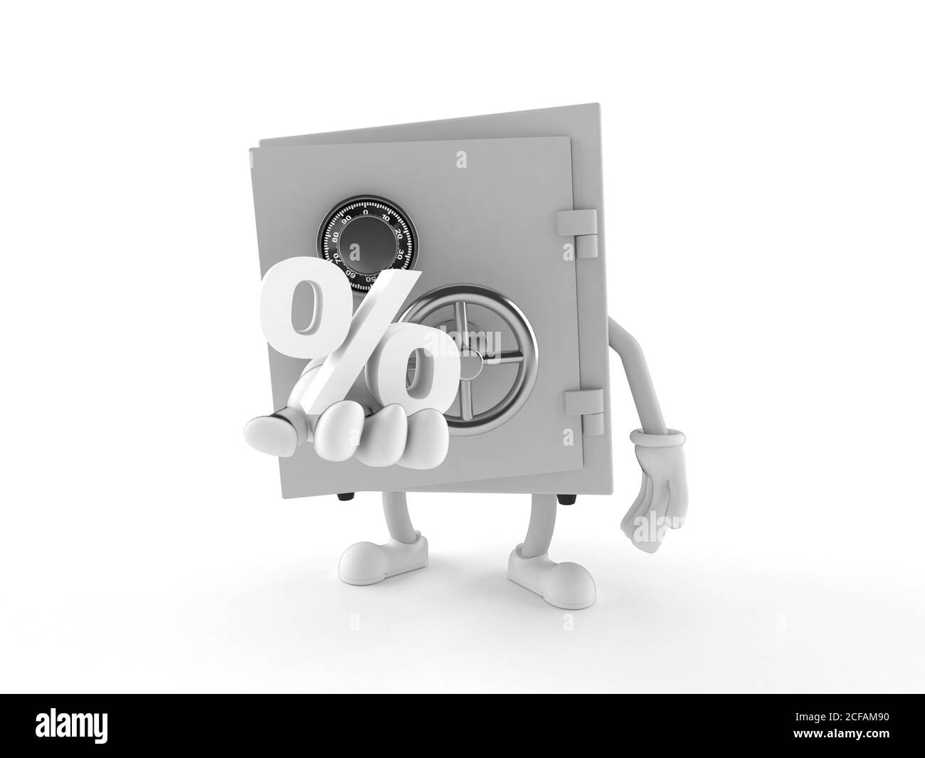 Safe character with percent symbol isolated on white background Stock ...