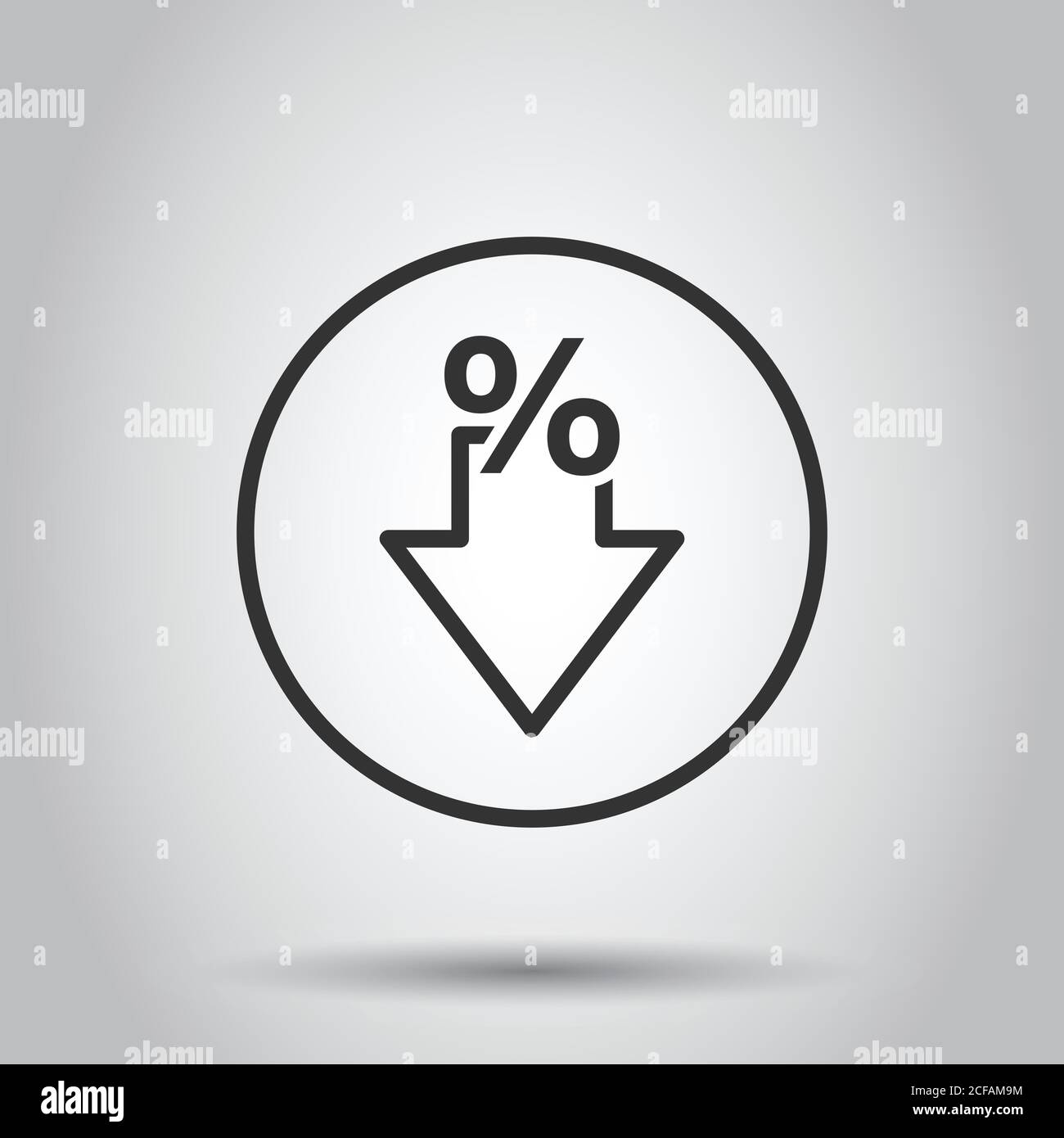 Decline arrow icon in flat style. Decrease vector illustration on white isolated background ...