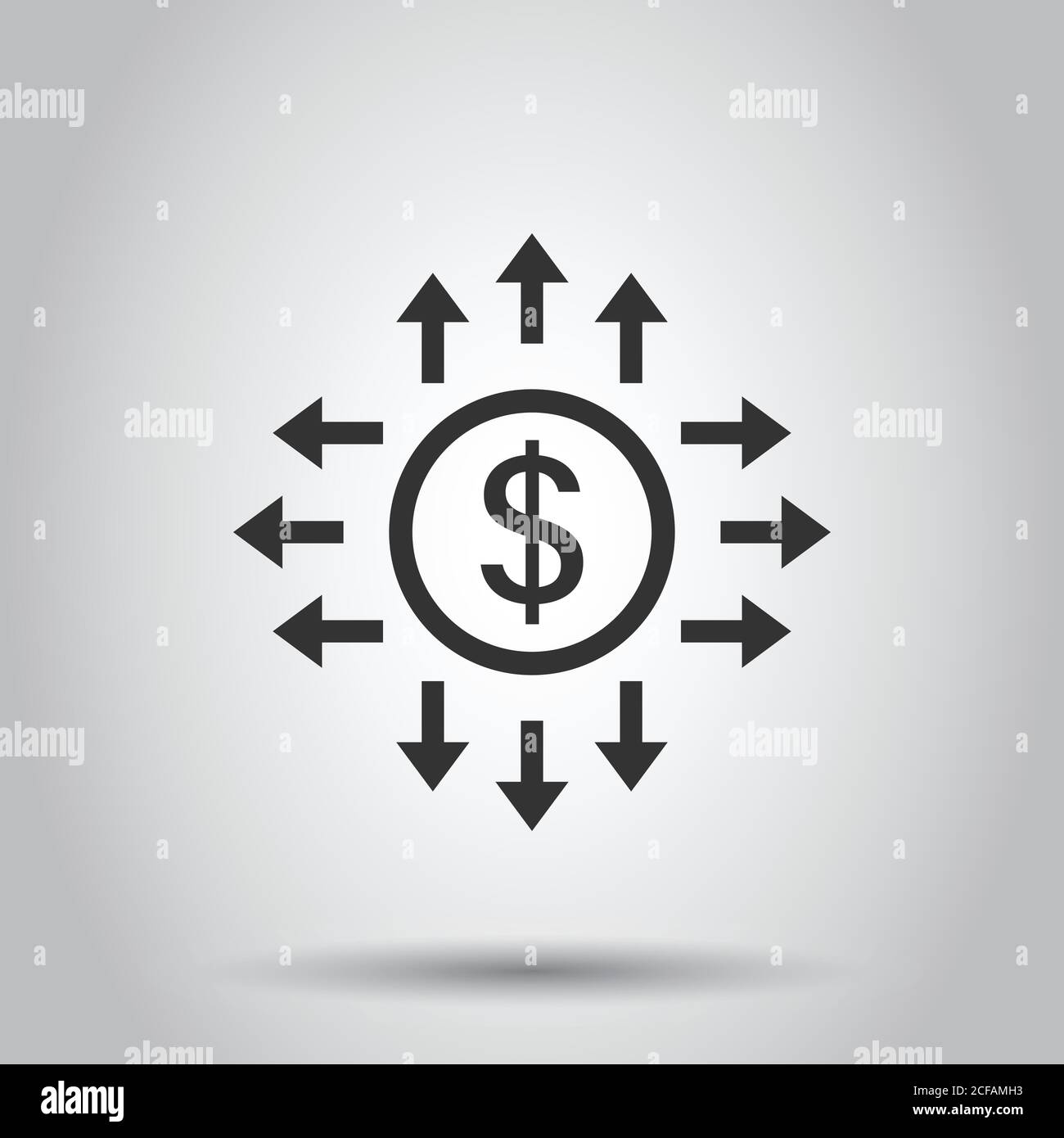 Growth arrow icon in flat style. Revenue vector illustration on white ...