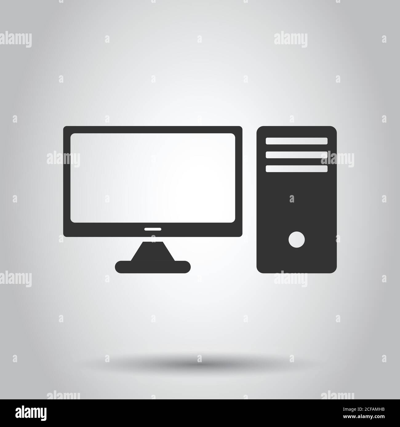 Pc computer icon in flat style. Desktop vector illustration on white ...