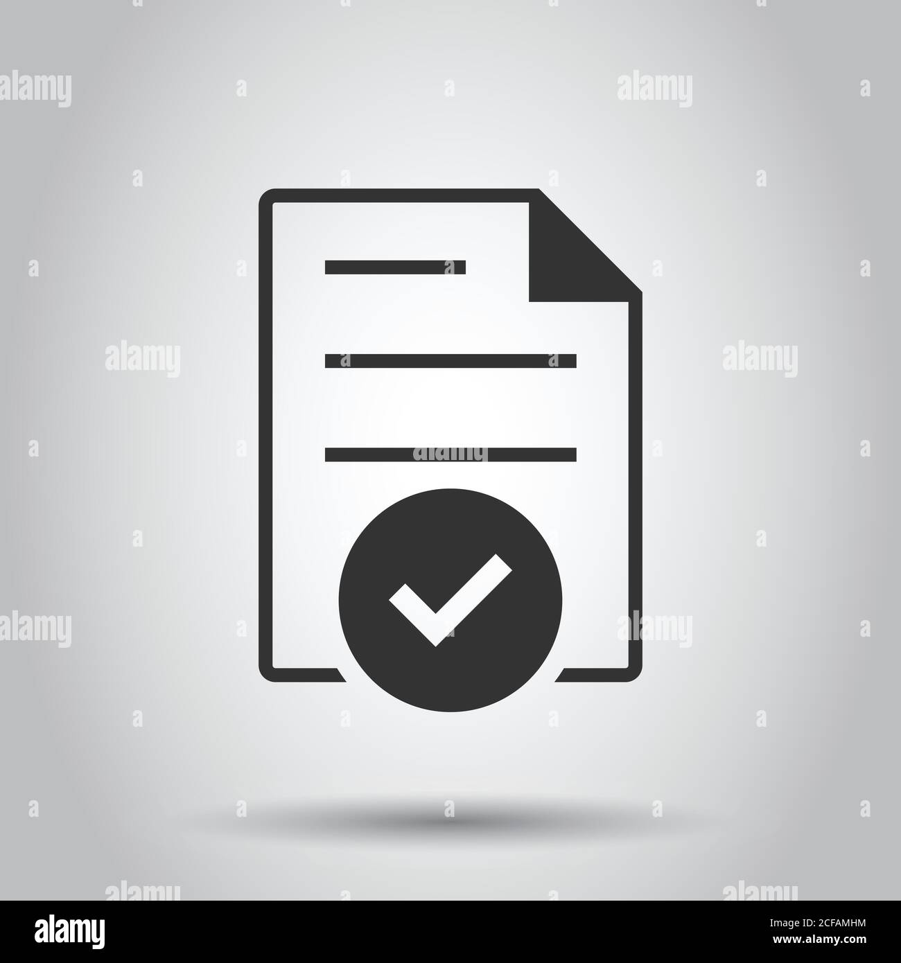 Document accepted icon in flat style. Correct vector illustration on ...