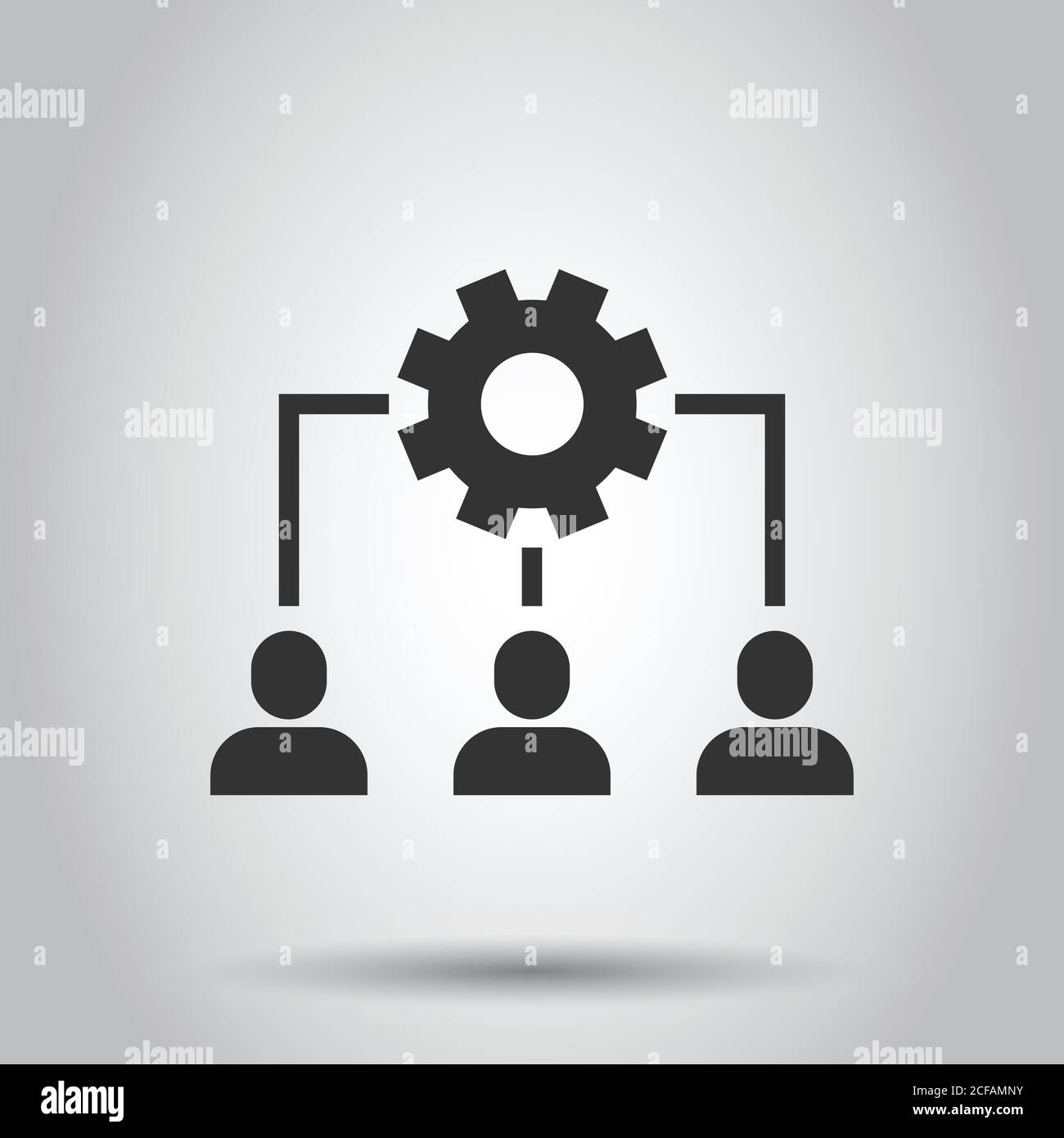 Business training icon in flat style. Gear with people vector ...