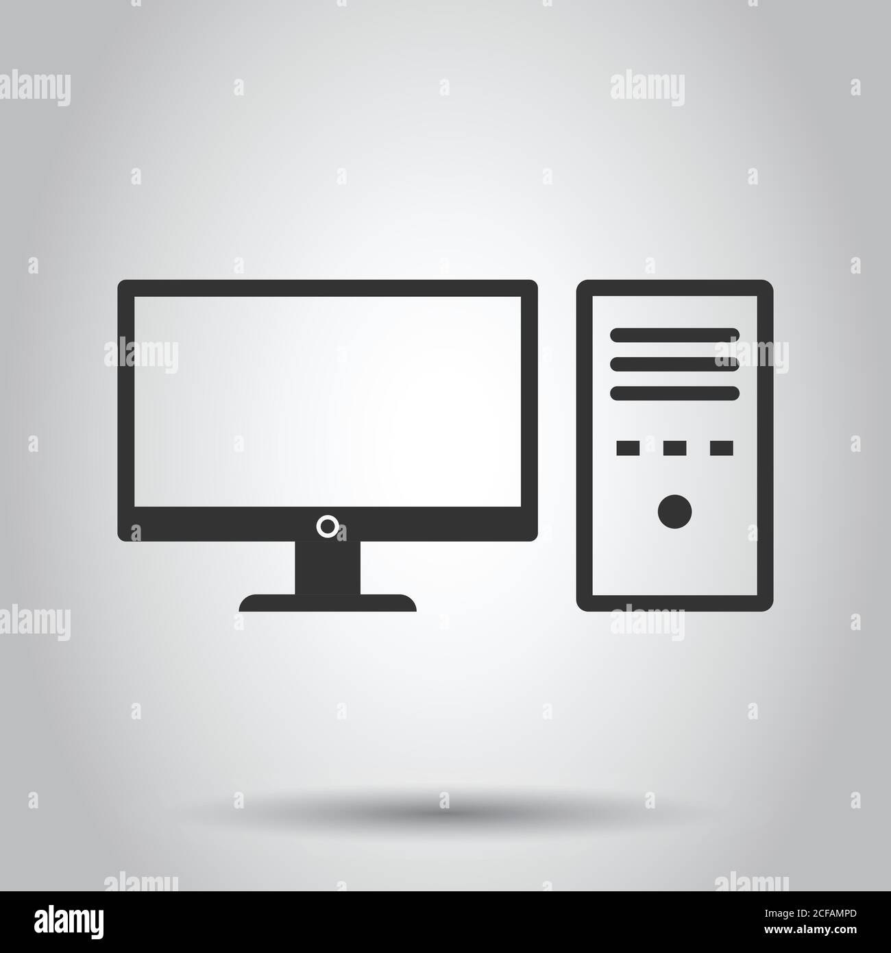 Pc computer icon in flat style. Desktop vector illustration on white ...