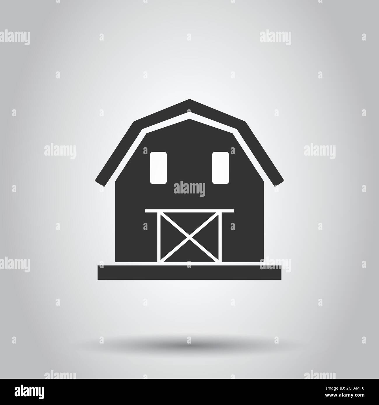 Barn icon in flat style. Farm house vector illustration on white ...
