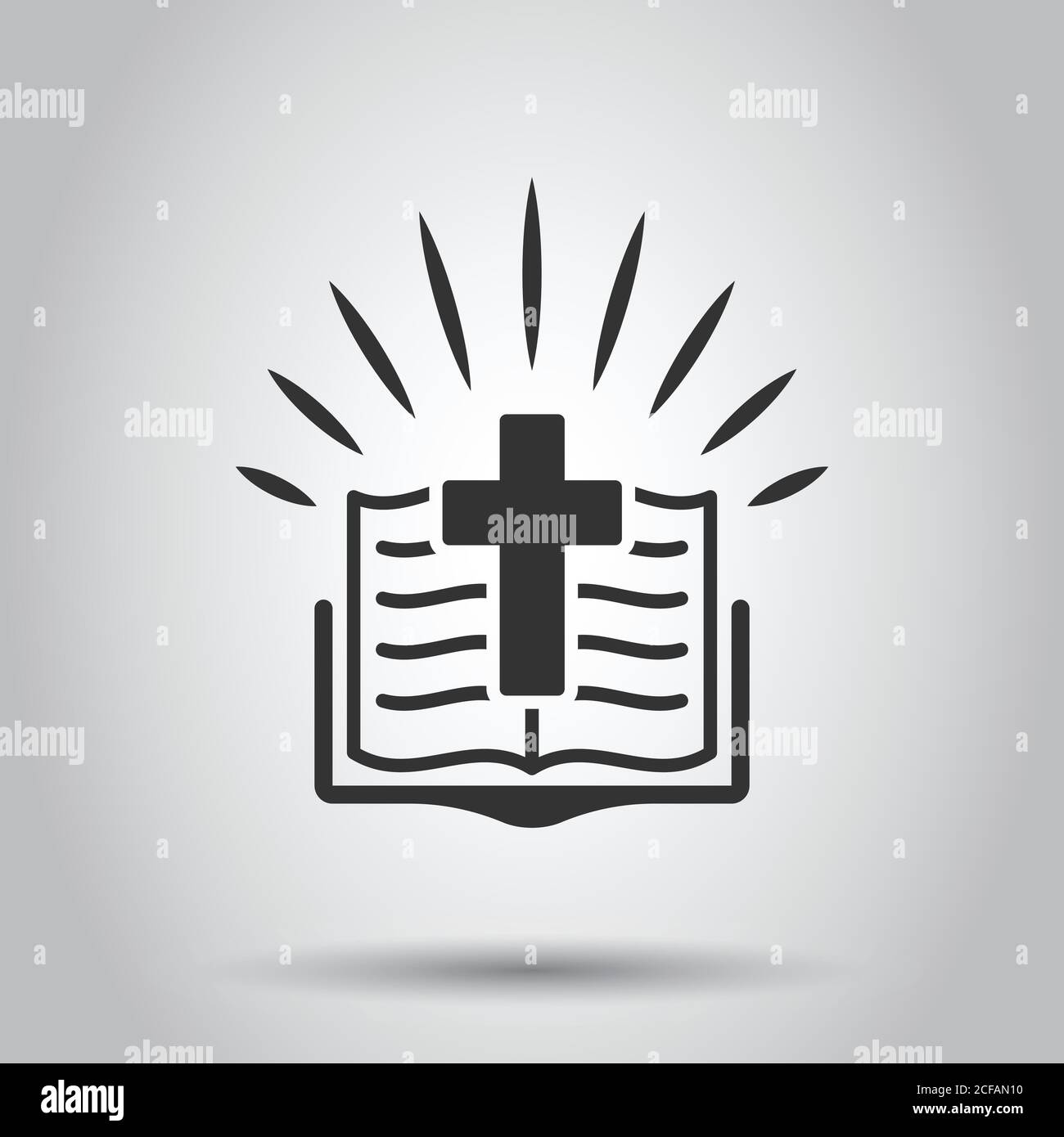Bible book icon in flat style. Church faith vector illustration on ...