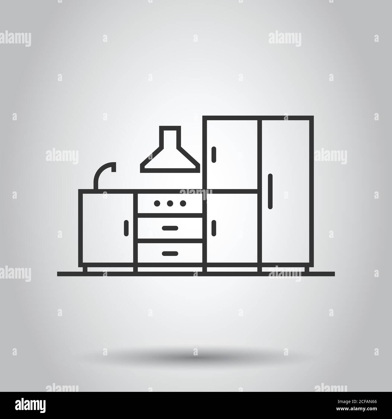 Kitchen furniture icon in flat style. Cuisine vector illustration on ...