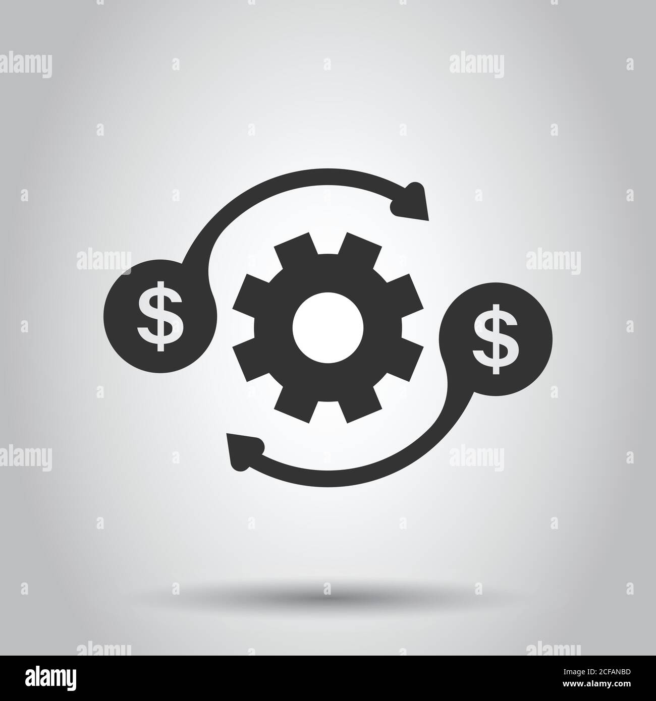 Money optimization icon in flat style. Gear effective vector ...