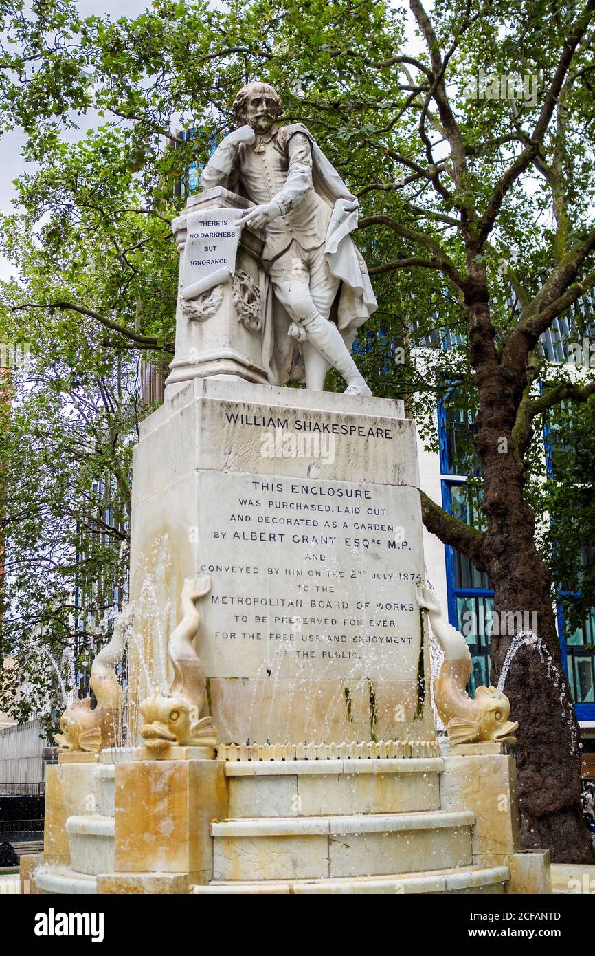 Marble statue of William Shakespeare in Leicester Square - London ...