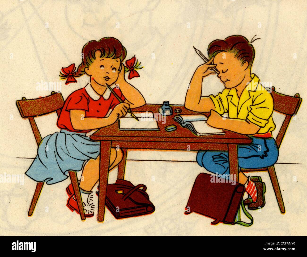 Boy & Girl do homework Stock Photo - Alamy