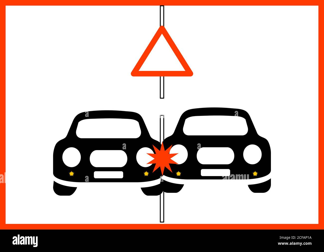 Traffic warning sign attention road traffic accident Stock Vector Image ...