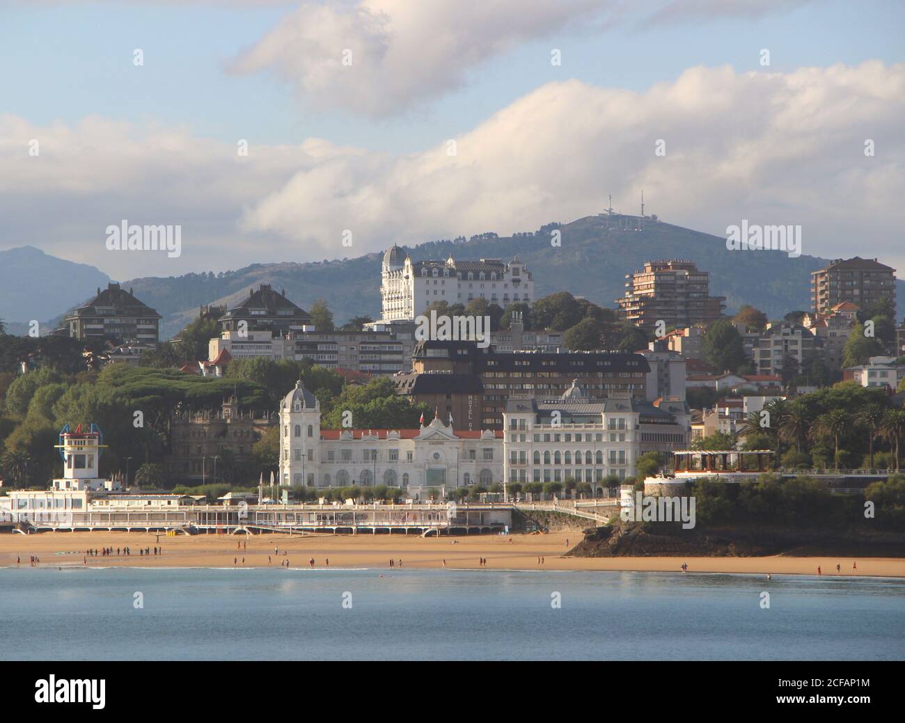First beach of Sardinero with the Casino, Hotel Real and Hotel ...