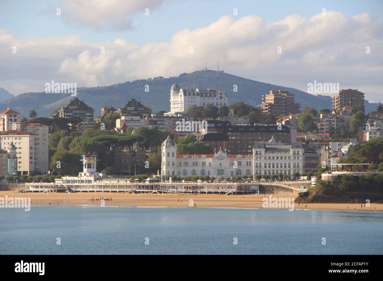 First beach of Sardinero with the Casino, Hotel Real and Hotel ...