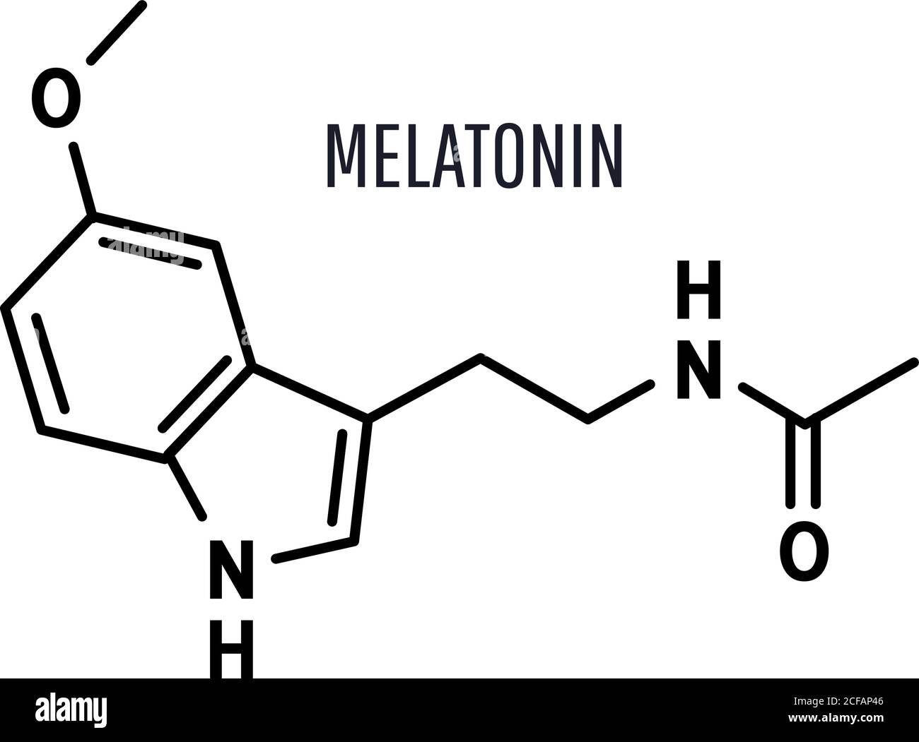 Melatonin structural chemical formula on a white background Stock ...