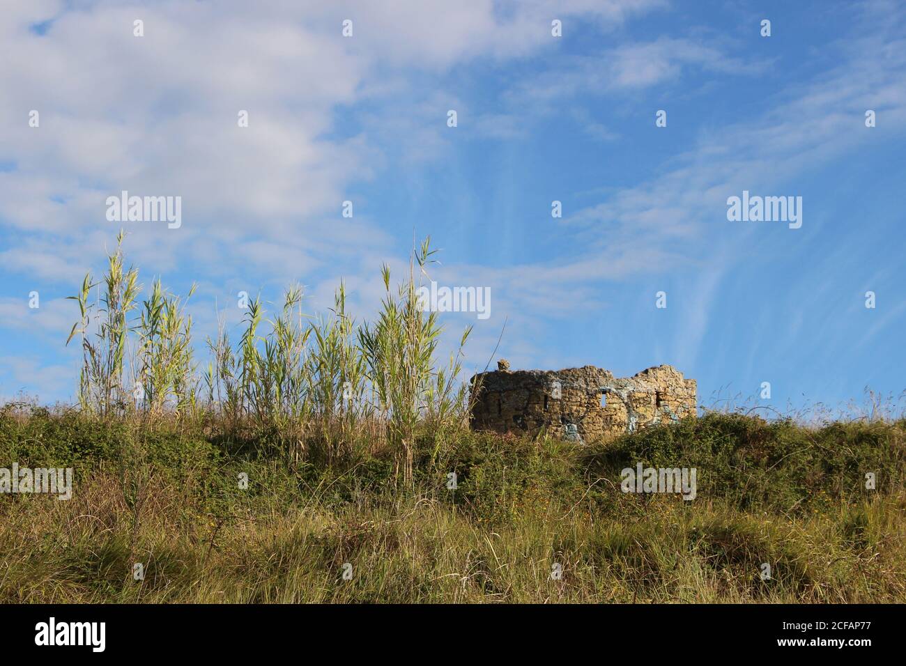 Ruined round stone fort on the Matalenas peninsular Cabo Menor ...