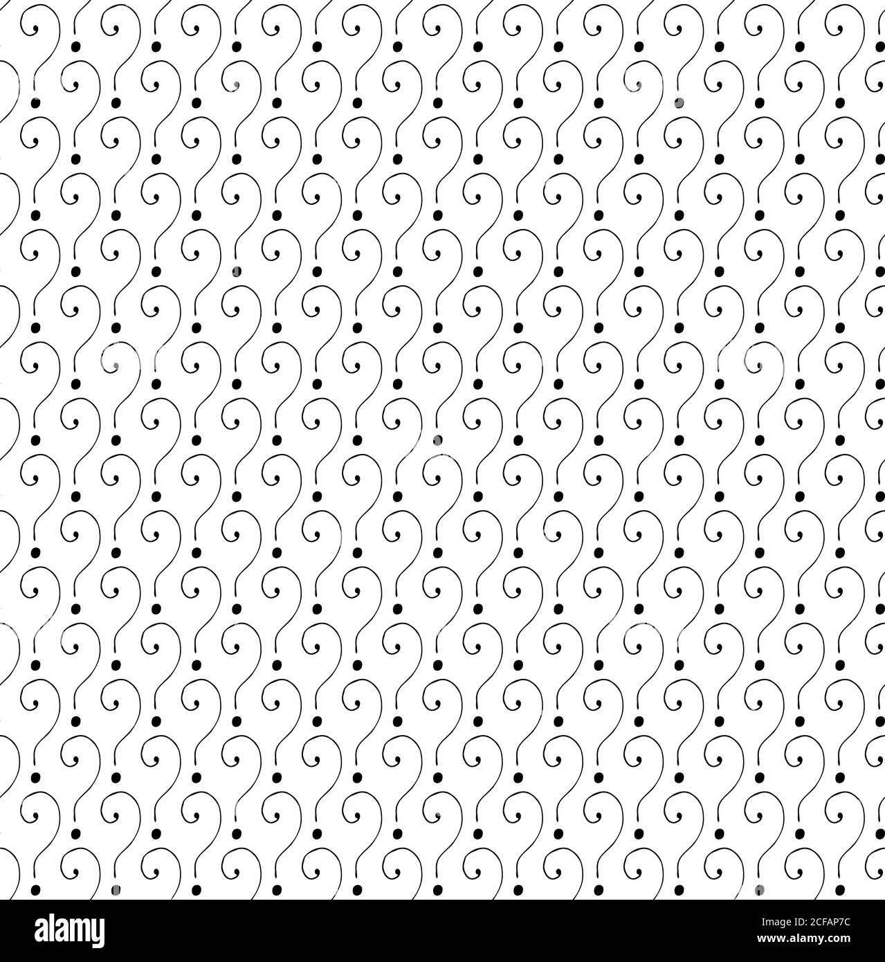 Hand drawn question marks. Black white seamless pattern. Vector ...