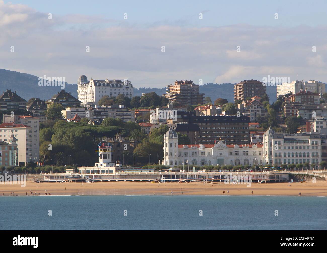 First beach of Sardinero with the Casino, Hotel Real and Hotel ...