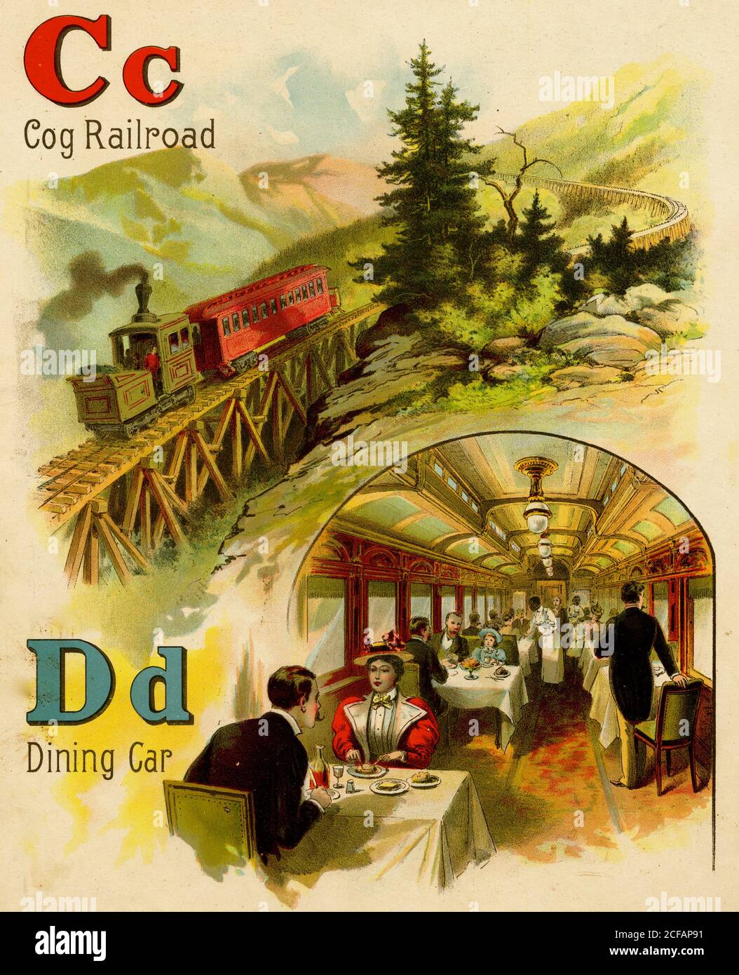 Railroad ABC - C is for Cog Railroad & D for Dining Car Stock Photo - Alamy
