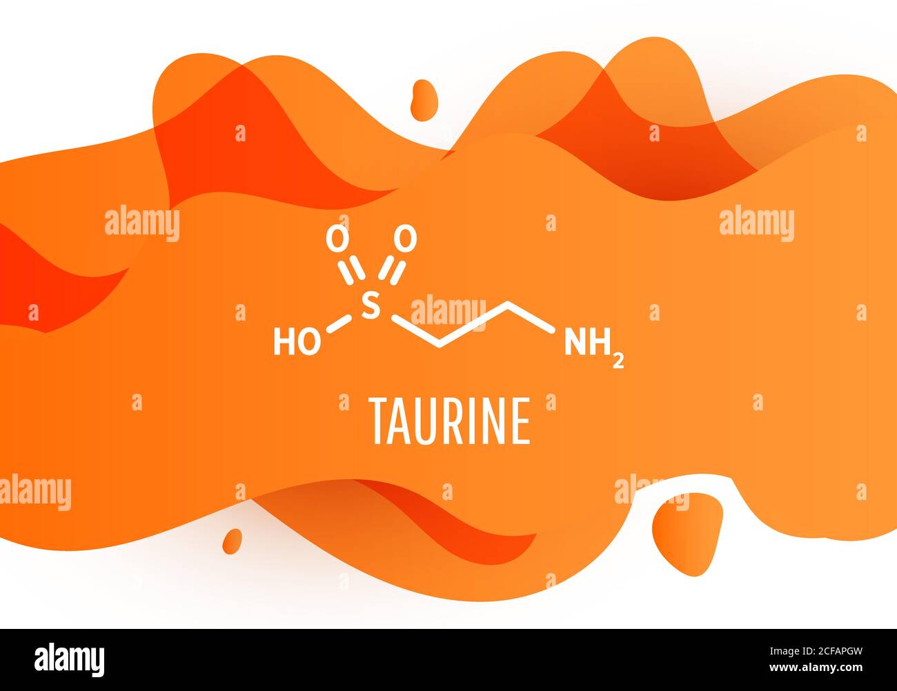 Taurine structural chemical formula with orange liquid fluid gradient ...