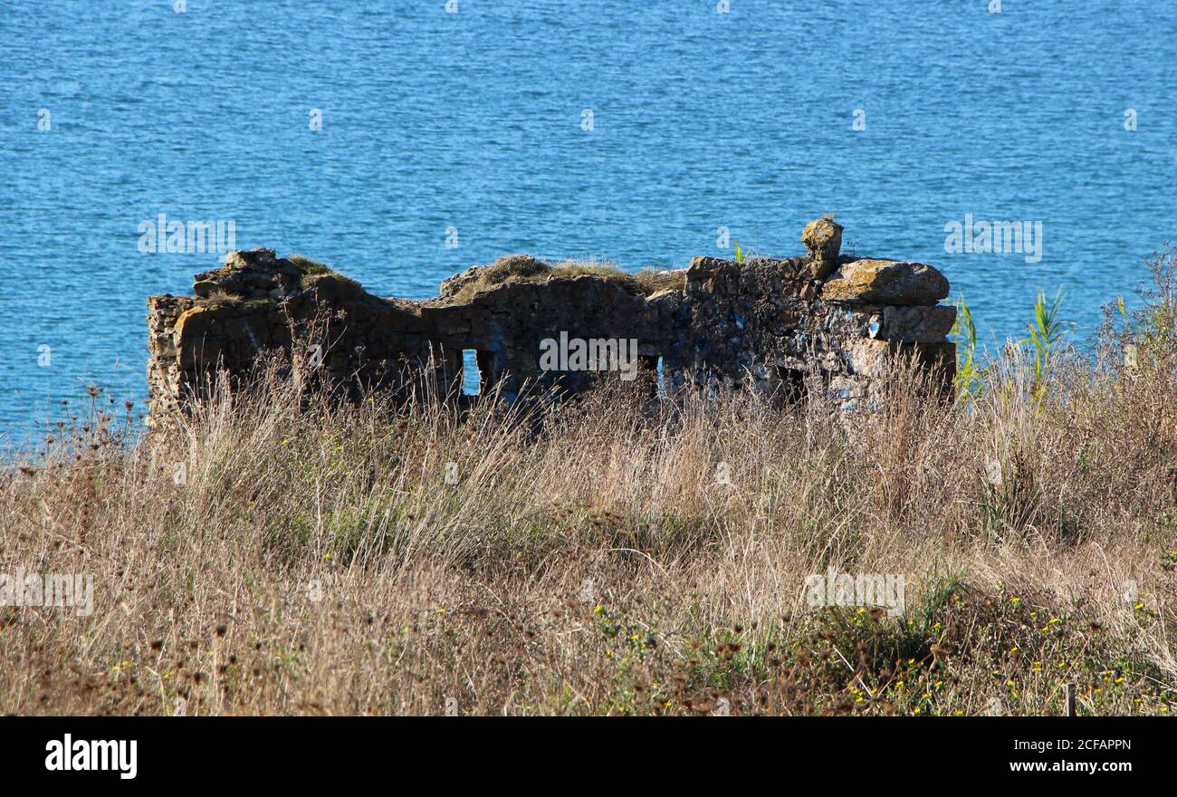 Ruined round stone fort on the Matalenas peninsular Cabo Menor ...