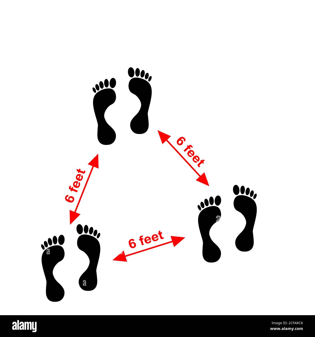 Keep your distance, footprints in one illustration Stock Photo - Alamy