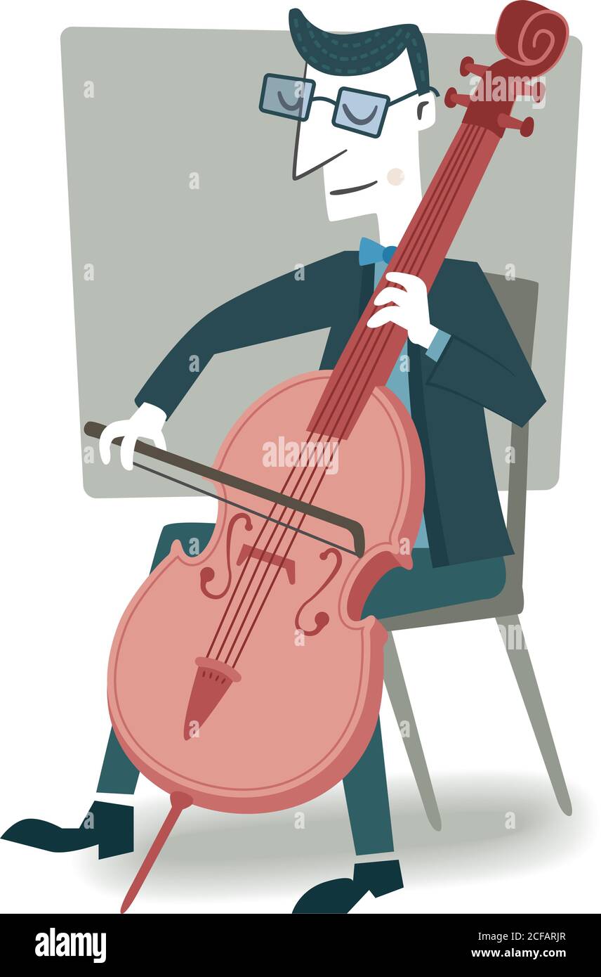 Retro style illustration of a musician playing the cello Stock Vector ...