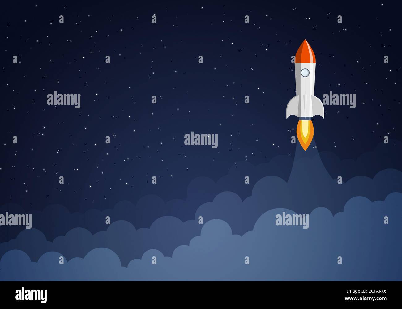 Rocket takes off into outer space Stock Photo - Alamy