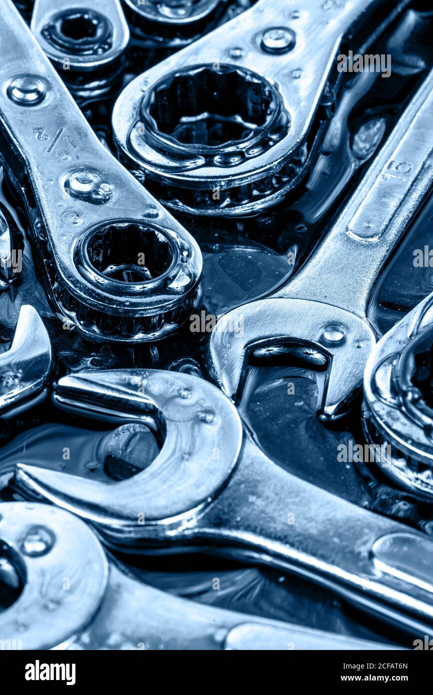 Set of mechanic tools - Useful as a background Stock Photo - Alamy