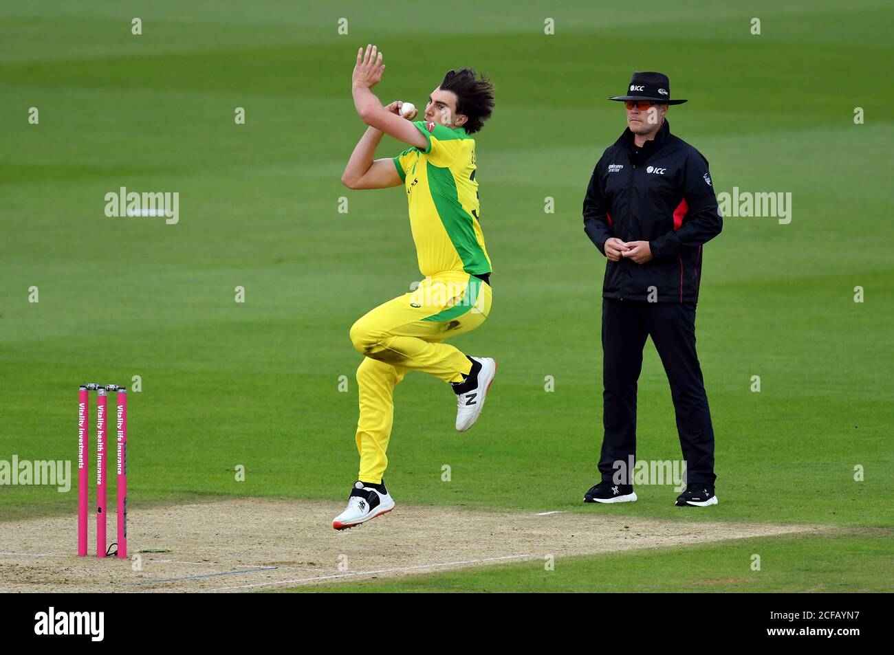 Australia's Pat Cummins bowling during the first Vitality IT20 match at ...