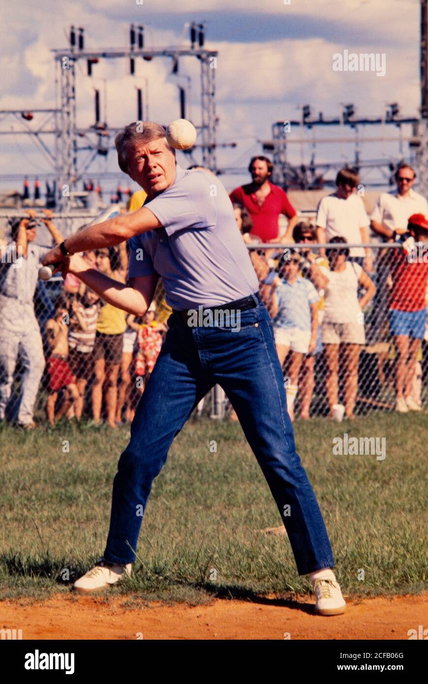 President Jimmy Carter plays softball 1976 - 1979 with off duty Secret ...