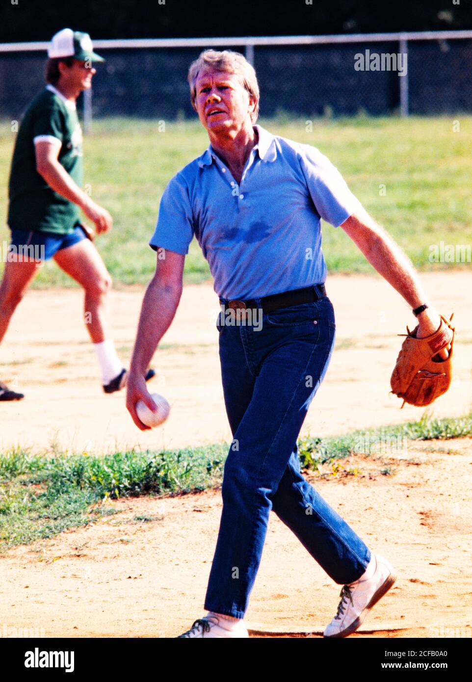 President Jimmy Carter, VP Walter Mondale and teams play softball in ...