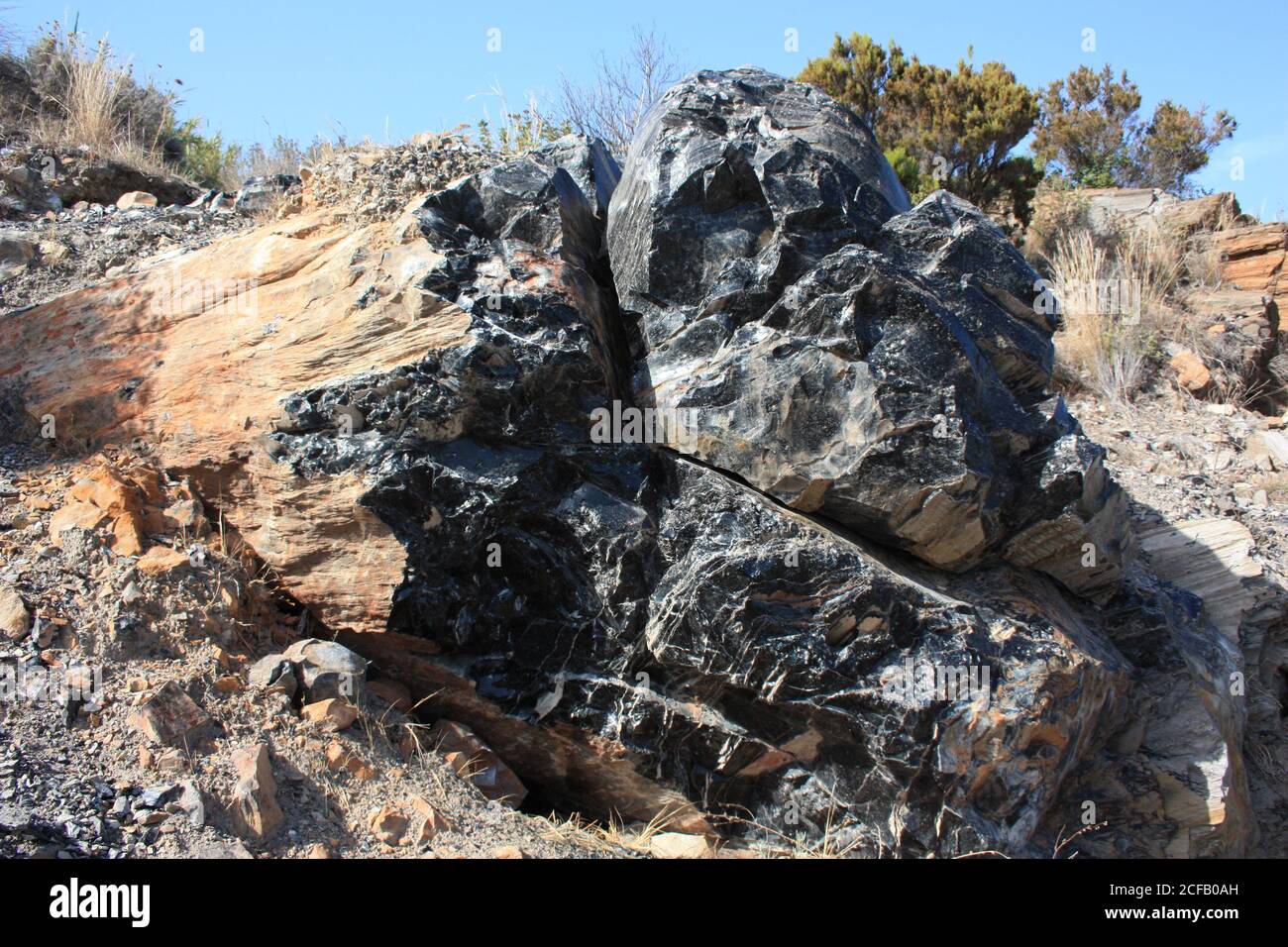 Obsidian on the island of Lipari, Italy Stock Photo - Alamy