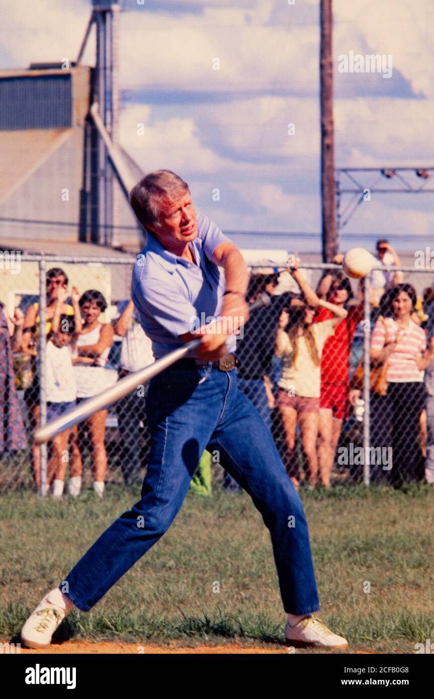 President Jimmy Carter plays softball 1976 - 1979 with off duty Secret ...