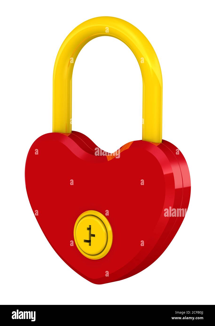 Red padlock in the shape of heart. Isolated. 3D Illustration Stock ...