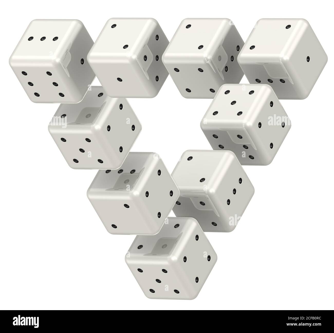 The magic triangle of dice. Optical illusion - magic triangle of the ...
