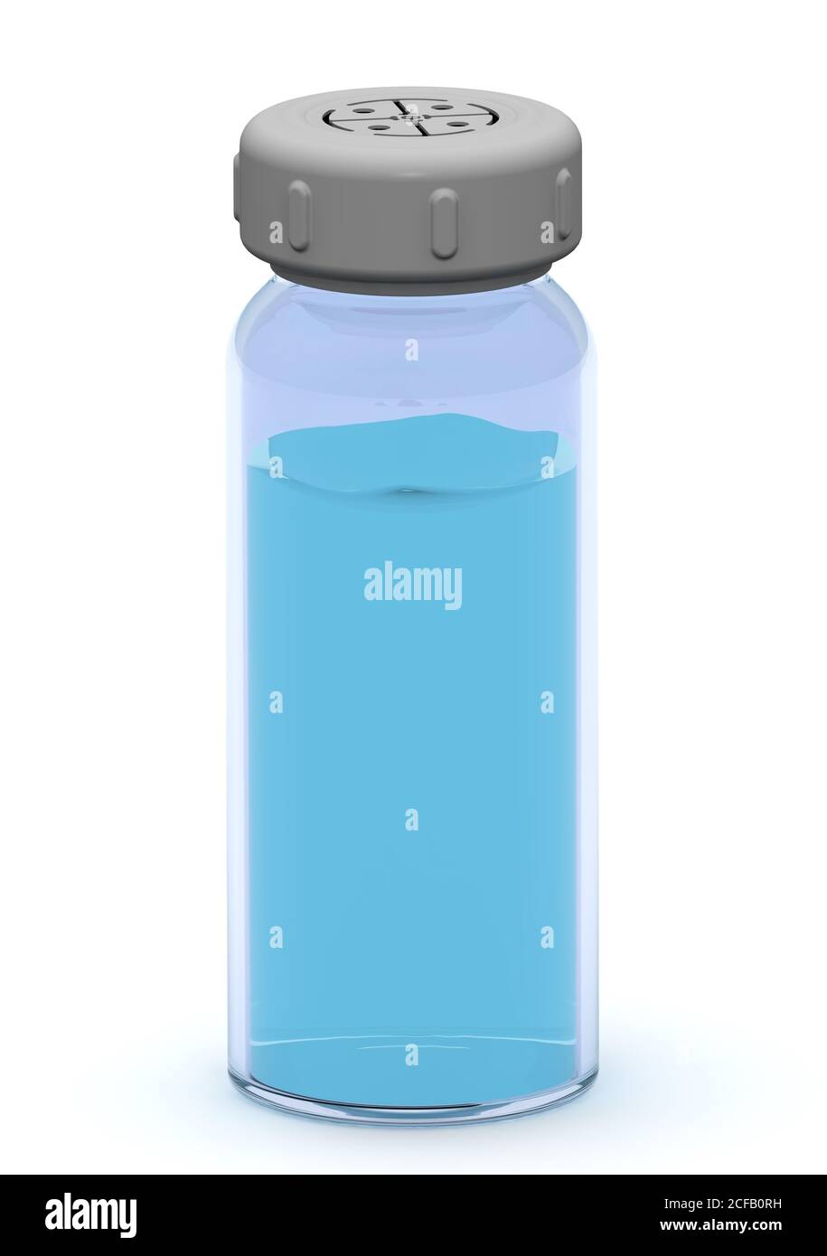Vaccine. Vial of medication. A glass vial with liquid medicine stands ...