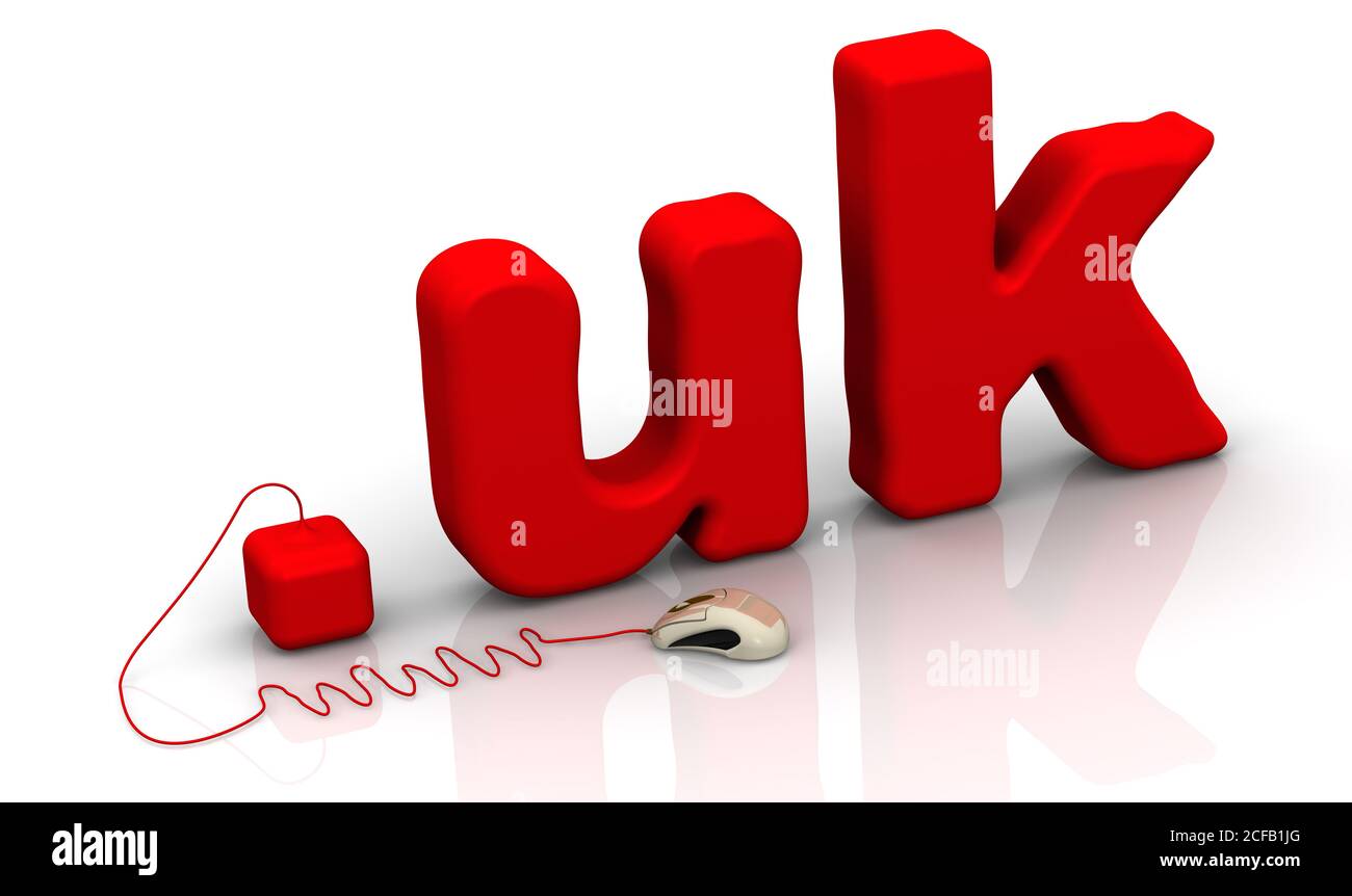 English domain .uk. Domain name .uk WWW connected to computer mouse on ...