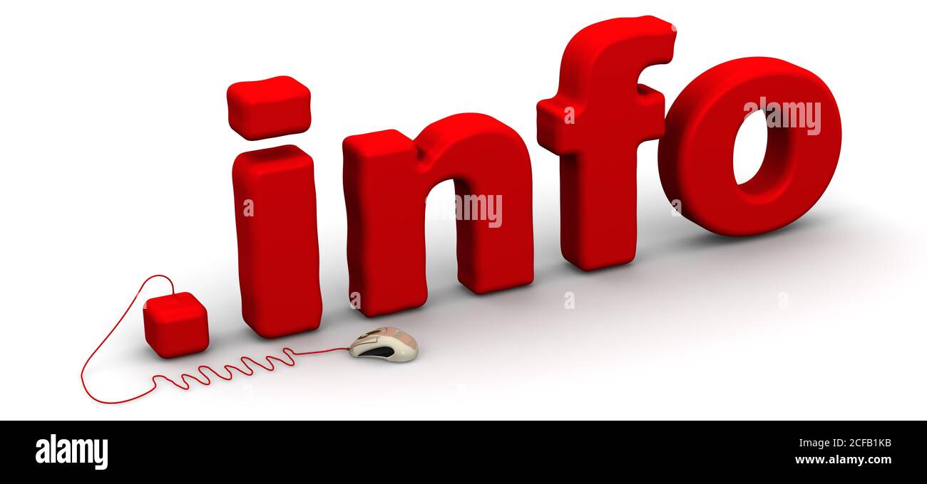 Top-level domain .info. Domain name .info and WWW as a cable connected ...