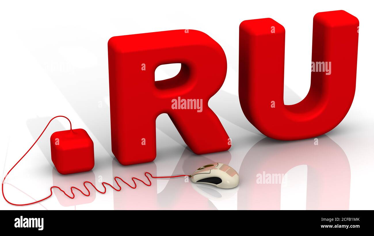 Russian domain .RU. 3d illustration of domain name ".RU" in red color ...