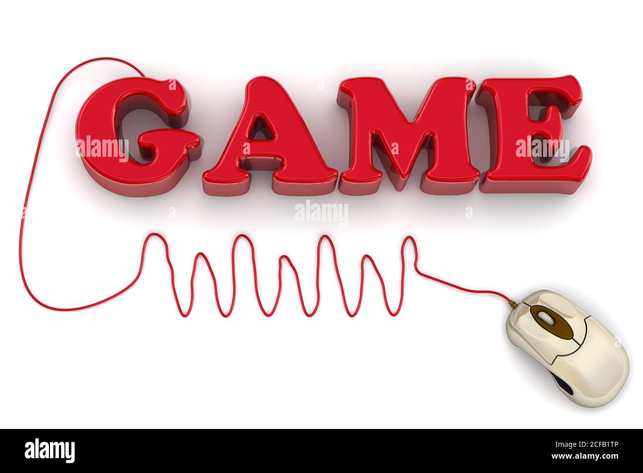 Internet game. Red word GAME and WWW abbreviation made from red cable ...