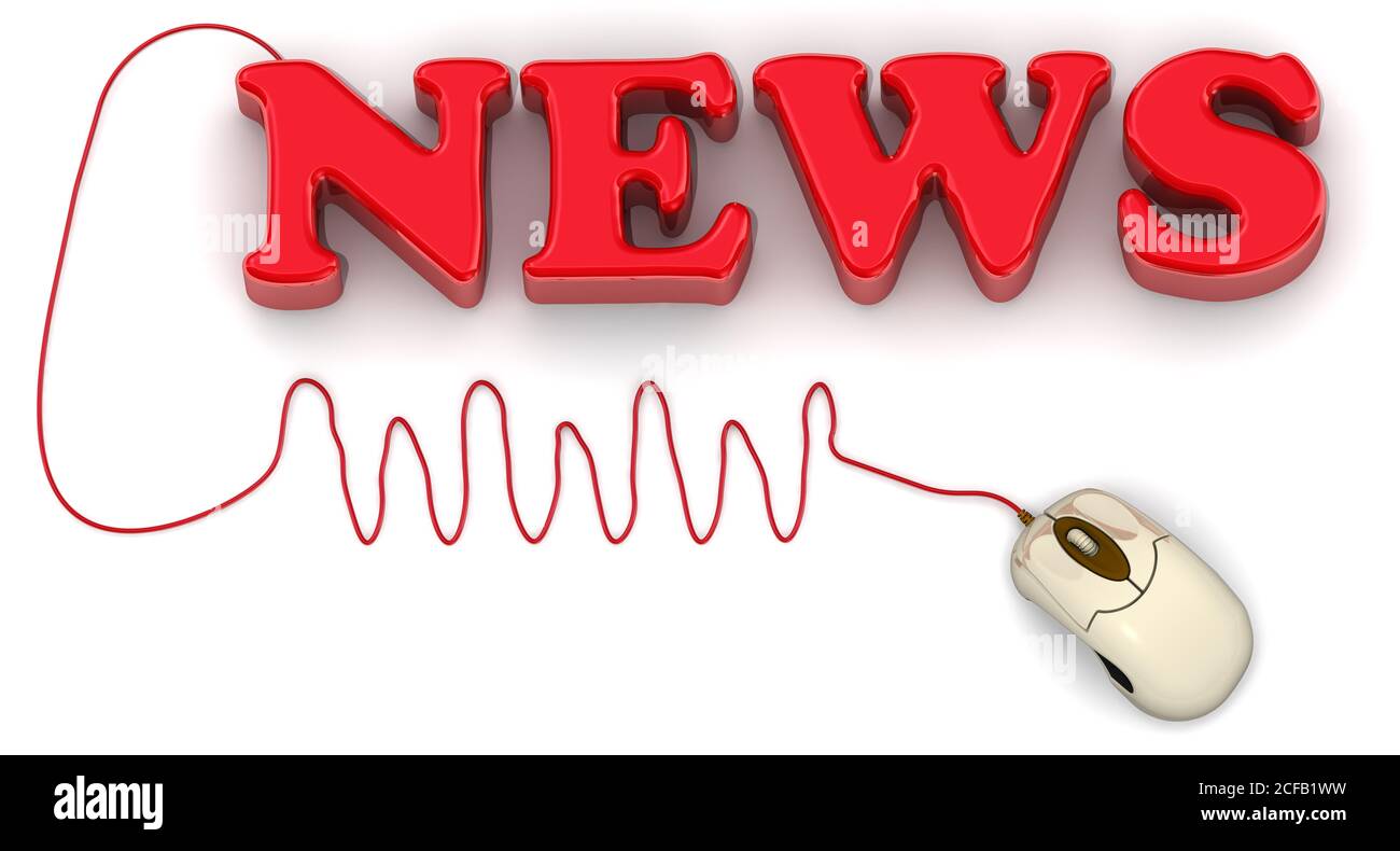 Online news. Red word NEWS and WWW abbreviation connected to computer ...