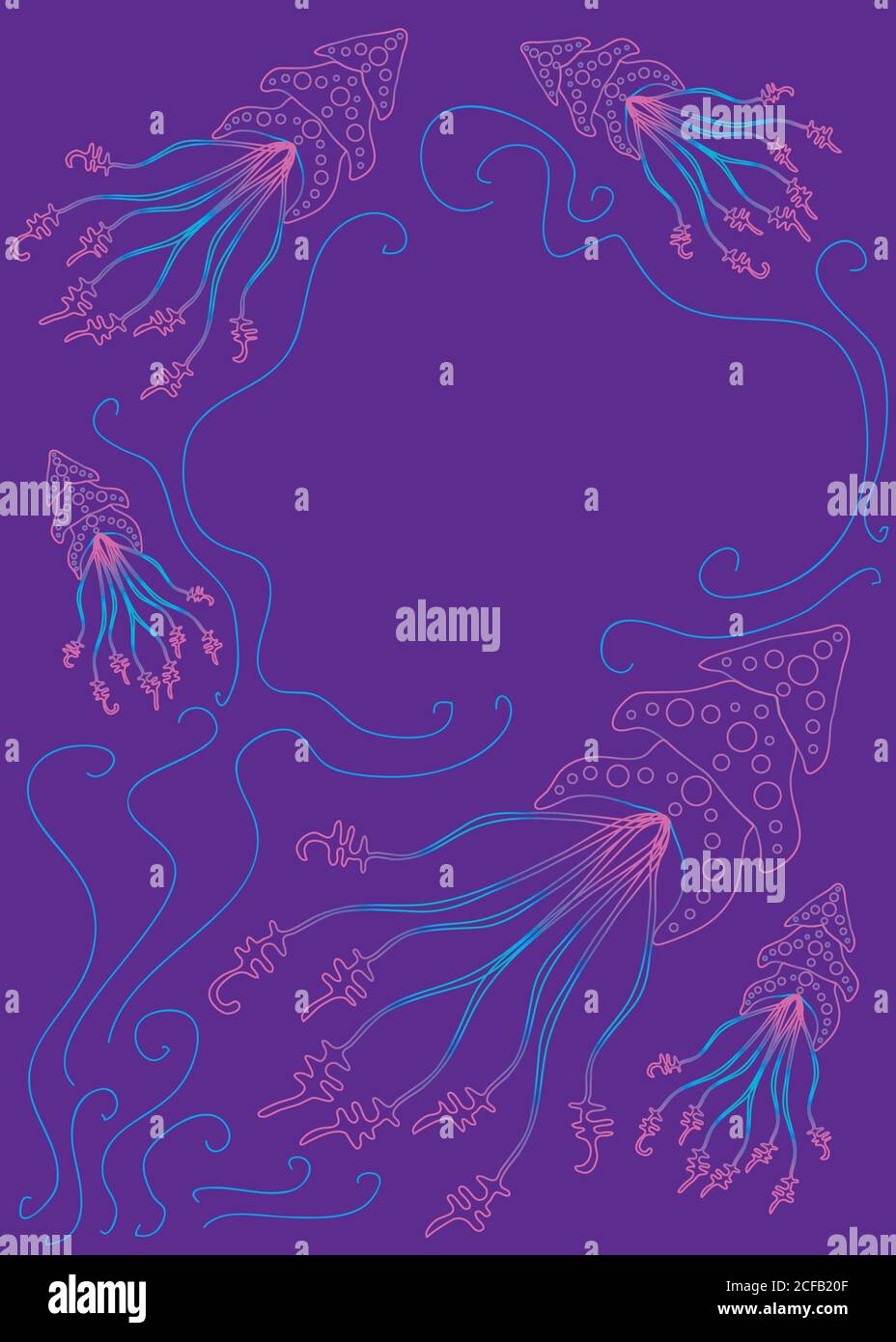 Fantastic ocean creatures beautiful psychedelic bright colorful Stock ...