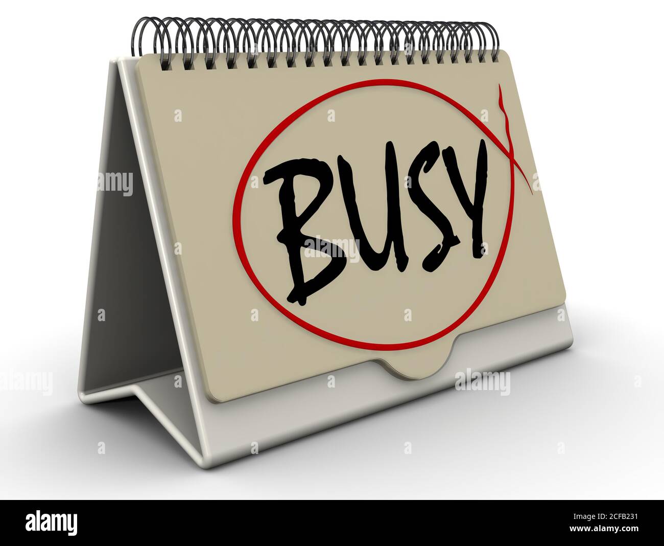 Busy. Note on the calendar. Desktop calendar with black word BUSY ...