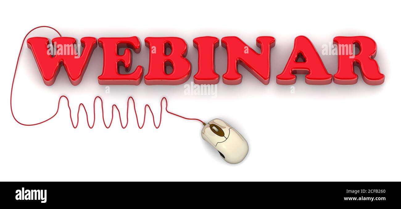 The word webinar with computer mouse. Red WEBINAR word and WWW ...