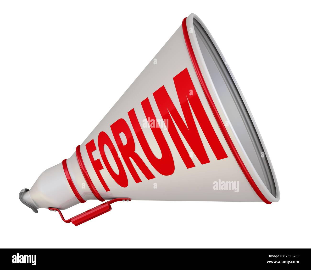 Forum. White labeled megaphone. White megaphone with red word FORUM ...