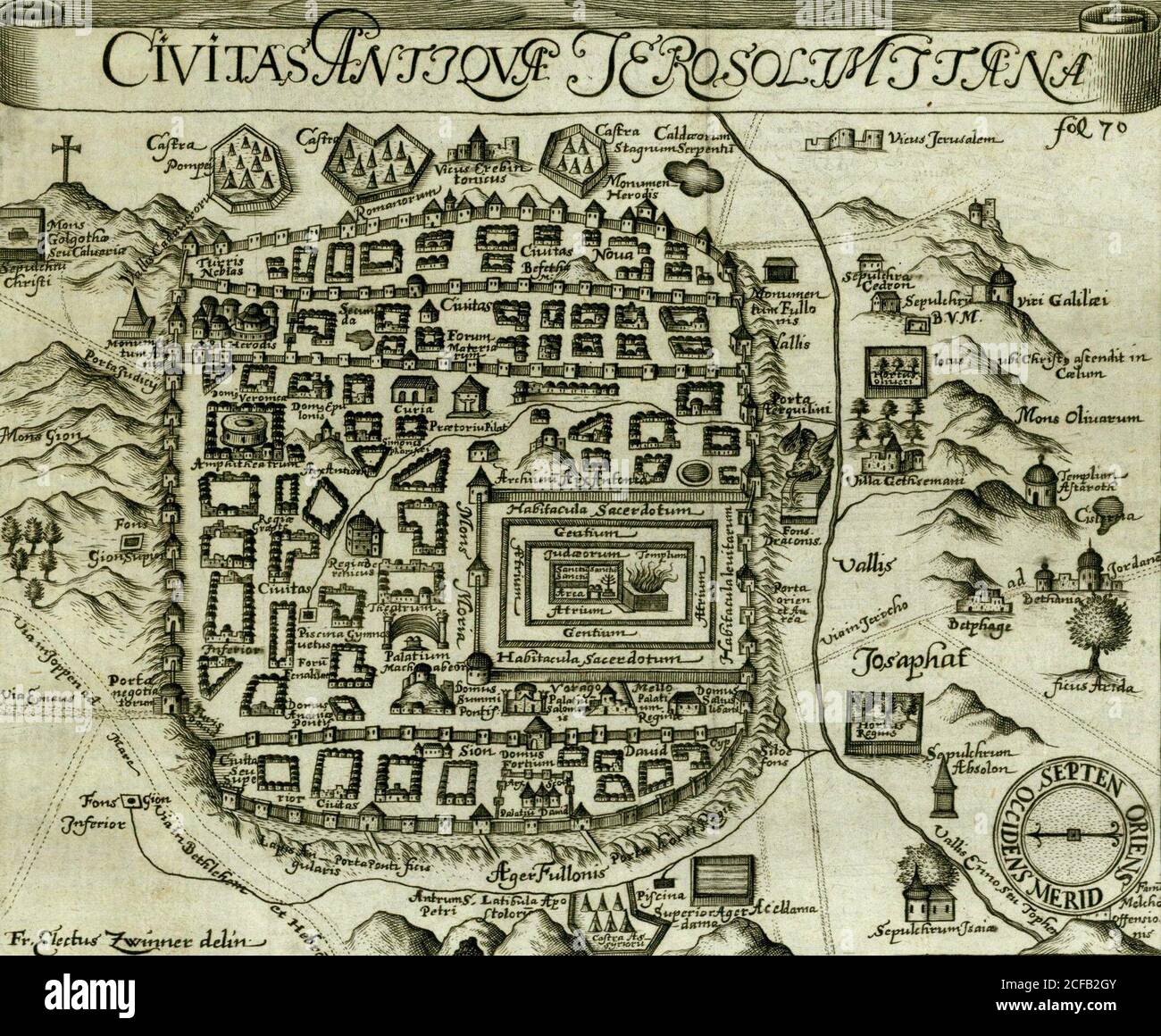 Modern - Antique Map of Jerusalem Stock Photo - Alamy